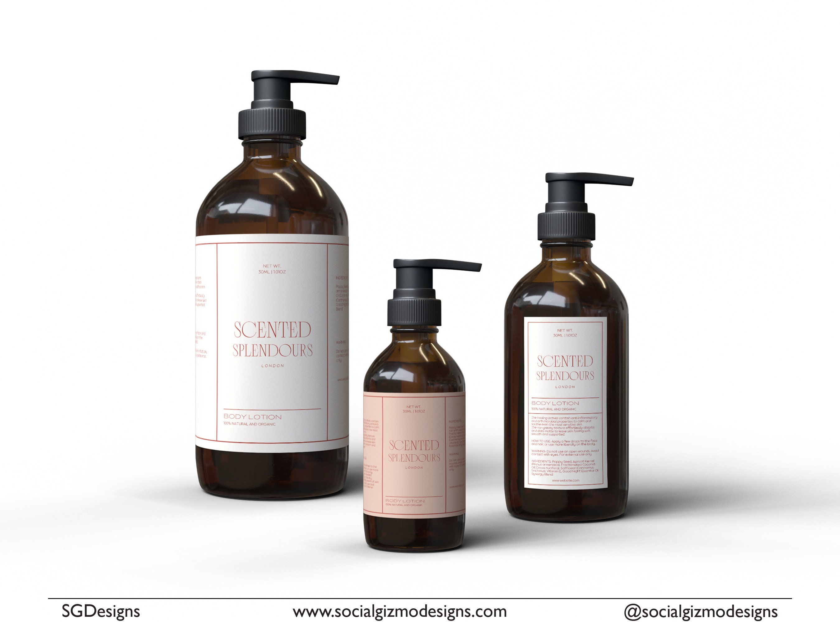 DIY Red Lotion Bottle Labels, Editable Minimal Beauty Bottle Labels ...