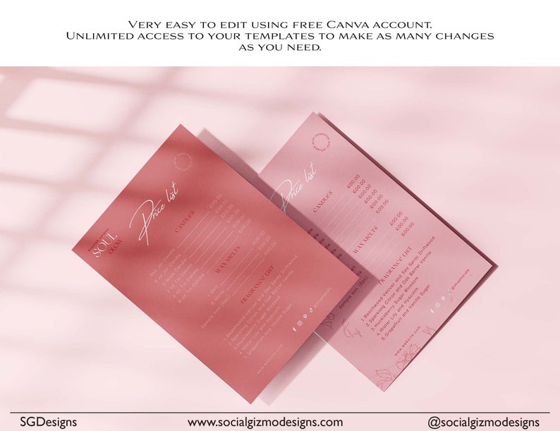 Editable Price List Template for Candles, DIY Scent Menu Menu for ...