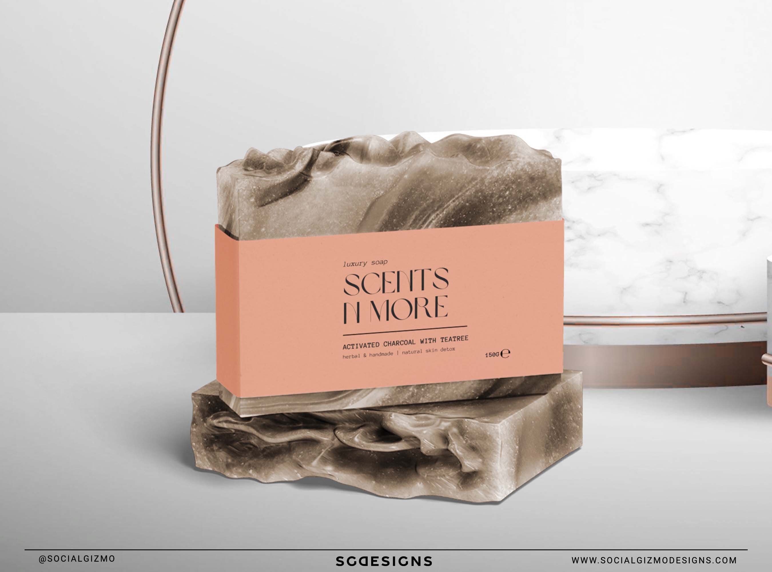 Black Soap Belly Band Label Template: Modern Apothecary Skincare Design ...
