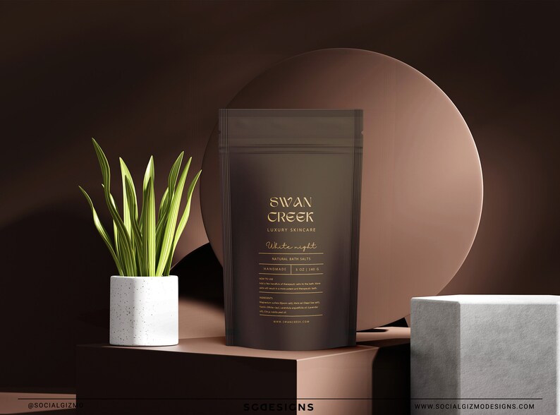 Modern Pouch Label Template DIY Bath Salt Labels for - Etsy