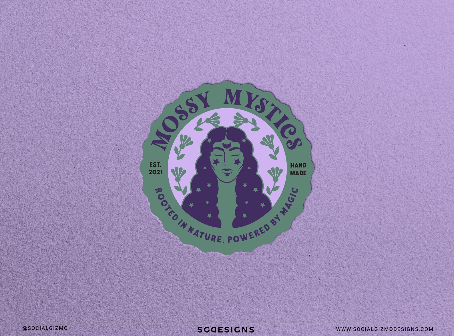 Moon Witch Logo for Herbalist, Witchcraft Badge Logo Design, Green ...