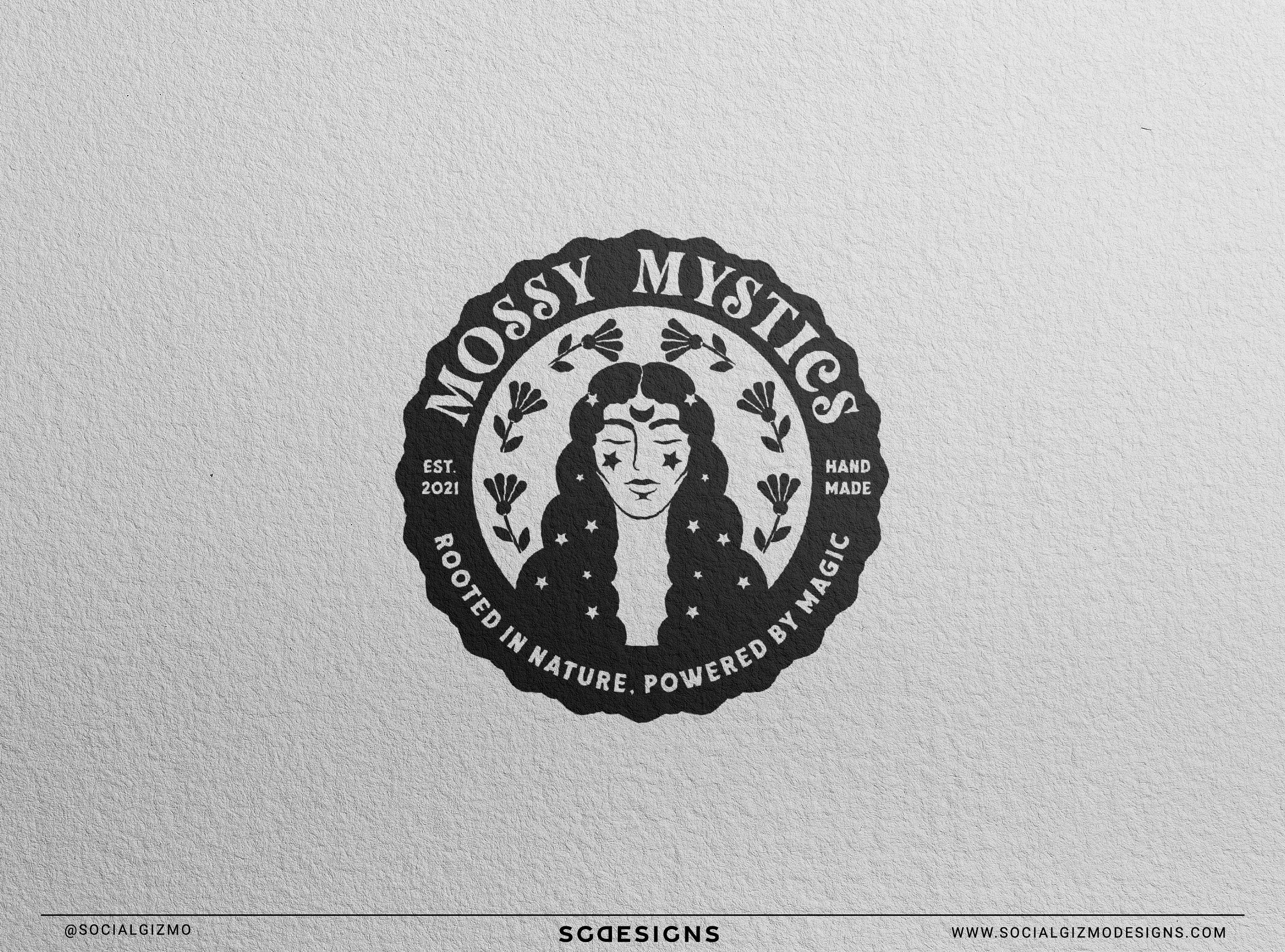 Moon Witch Logo for Herbalist, Witchcraft Badge Logo Design, Green ...