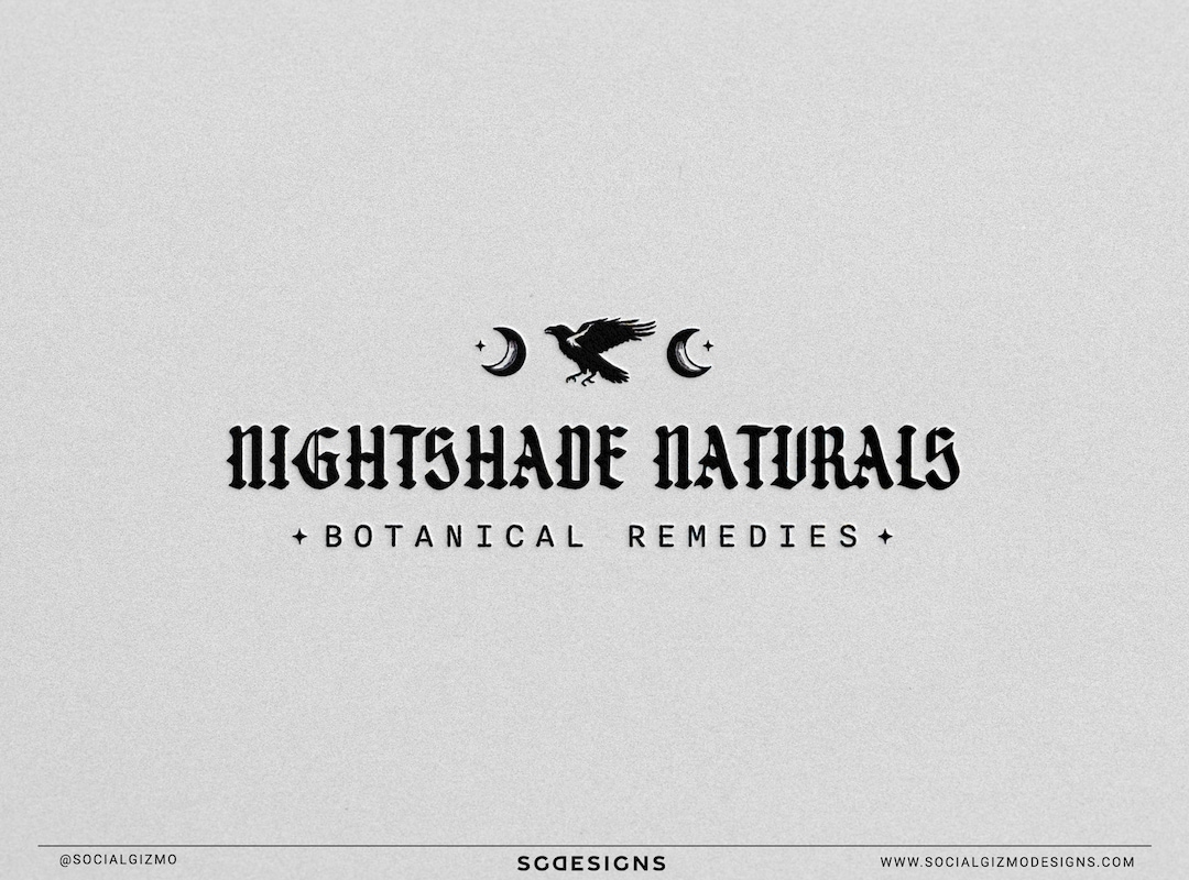 Gothic Raven and Moon Logo, Witchcraft Raven Logo, Apothecary Raven ...