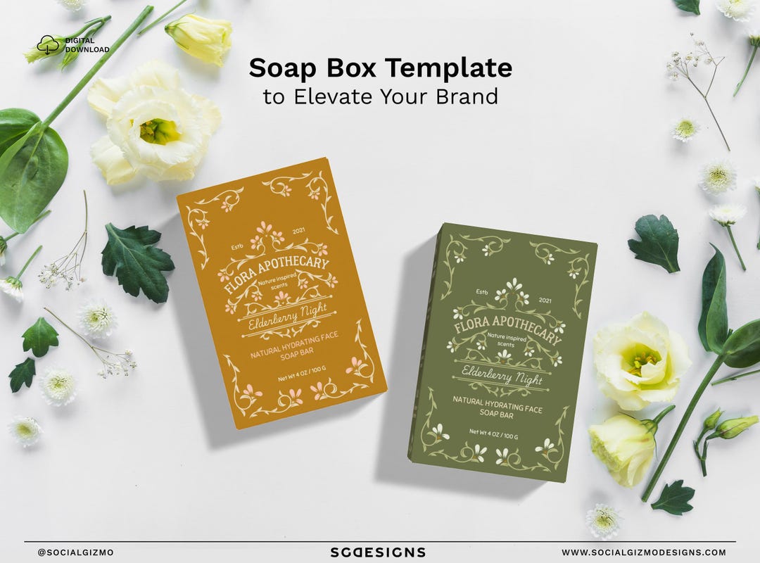 Apothecary Soap Box DIY Templates, Elegant Floral Soap Box Template ...