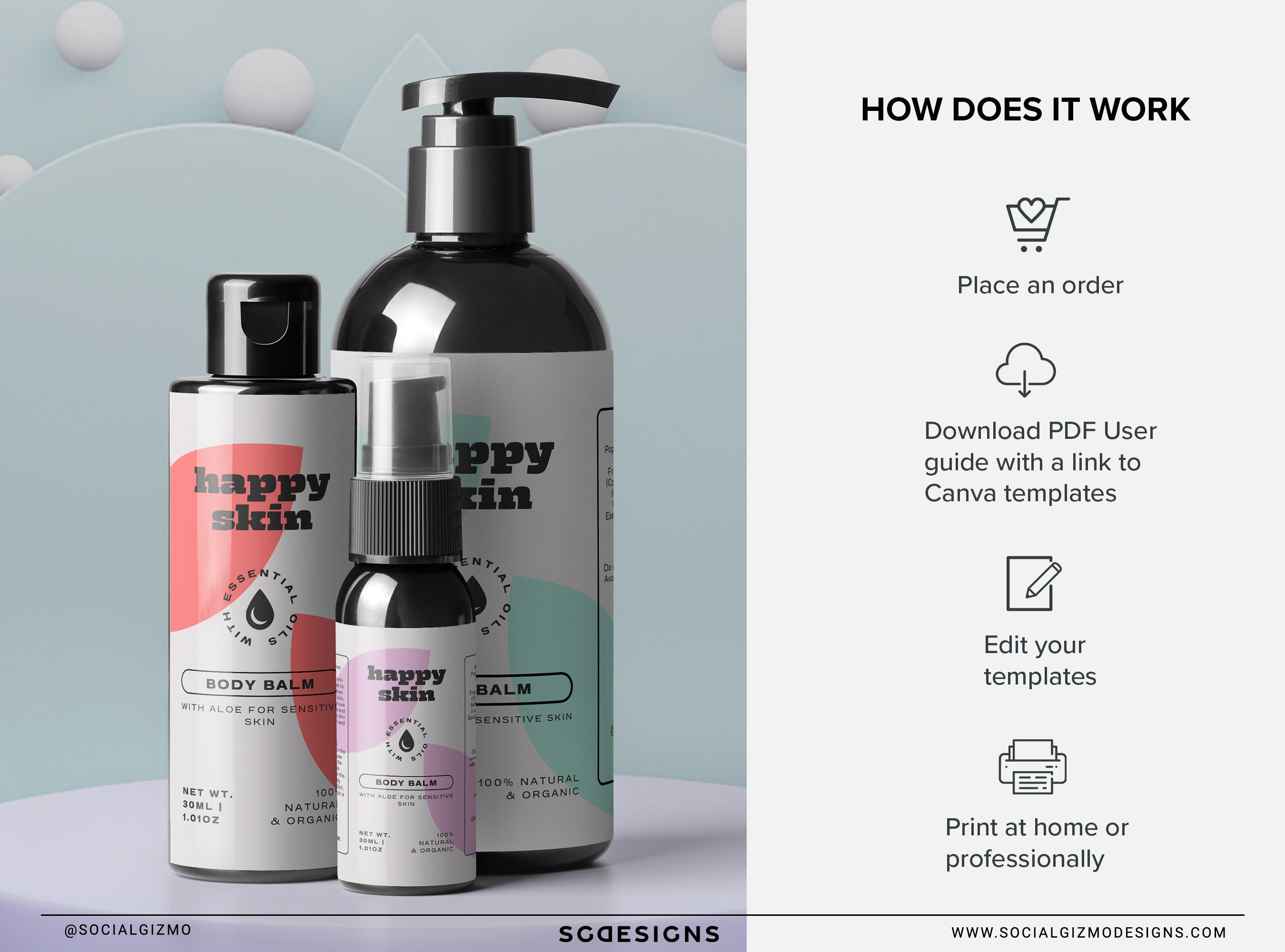 Modern Retro DIY Lotion Labels, DIY Hair Mousse Labels, Minimal Retro ...