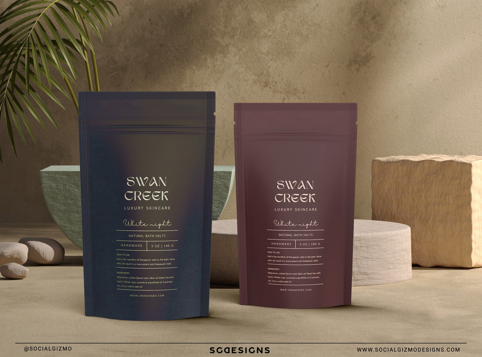 Modern Pouch Label Template DIY Bath Salt Labels for - Etsy