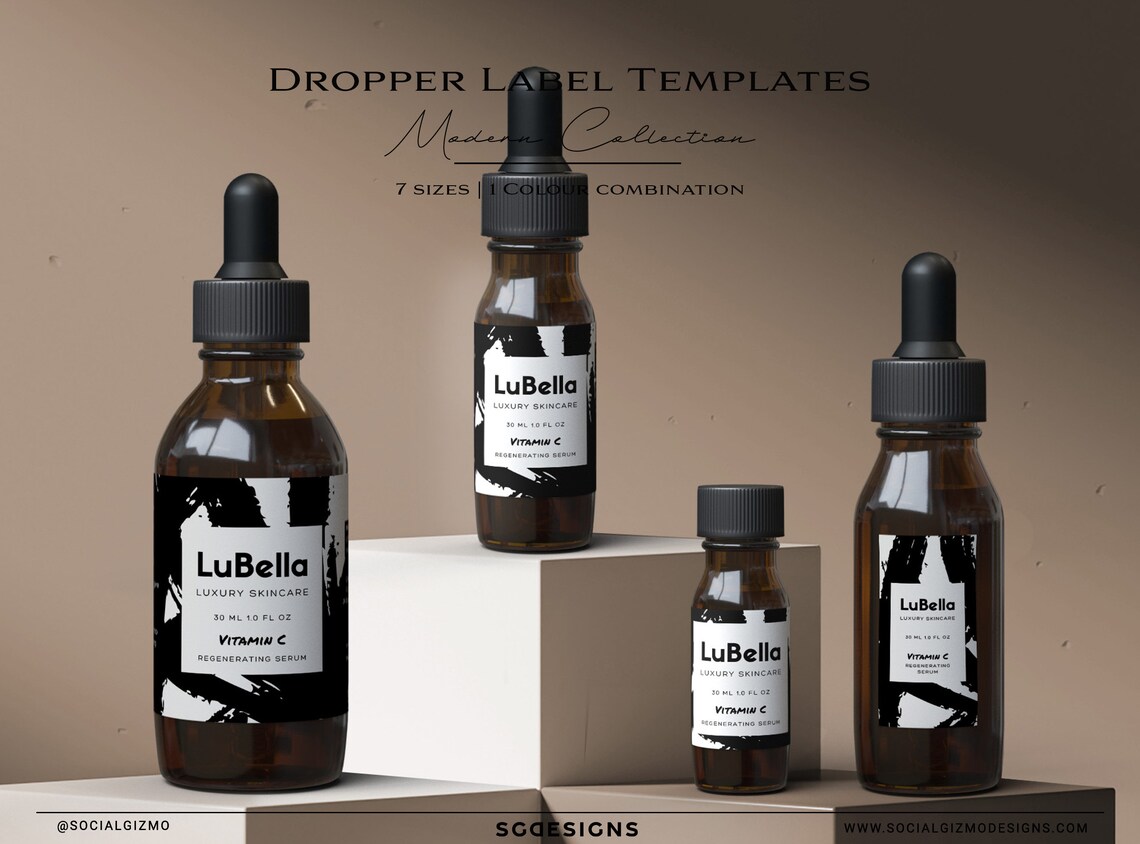 Modern DIY Dropper Label Template Editable Face Serum Dropper - Etsy