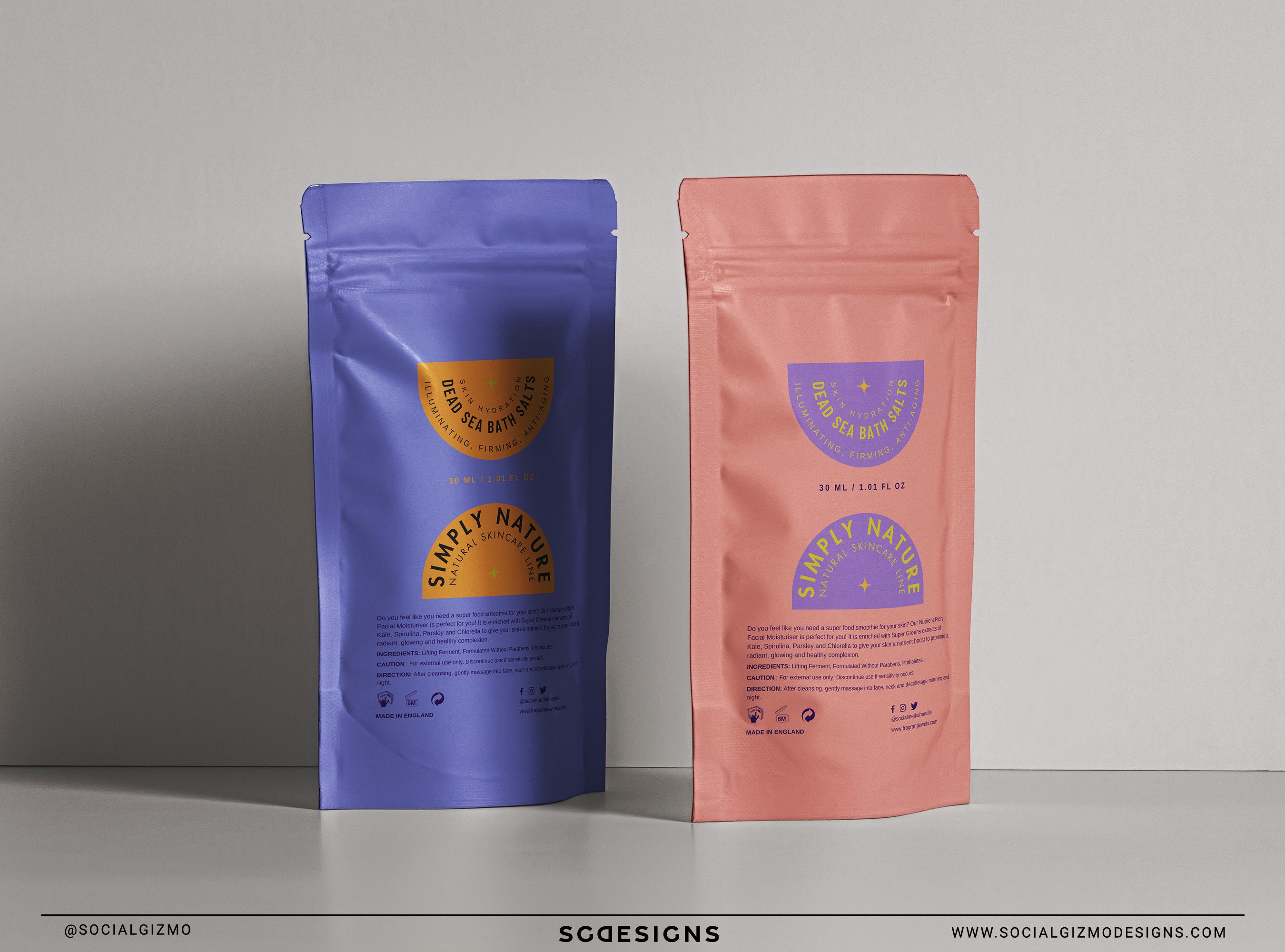 DIY Modern Pouch Label Templates, Bold Editable Pouch Label, Bath Salts ...