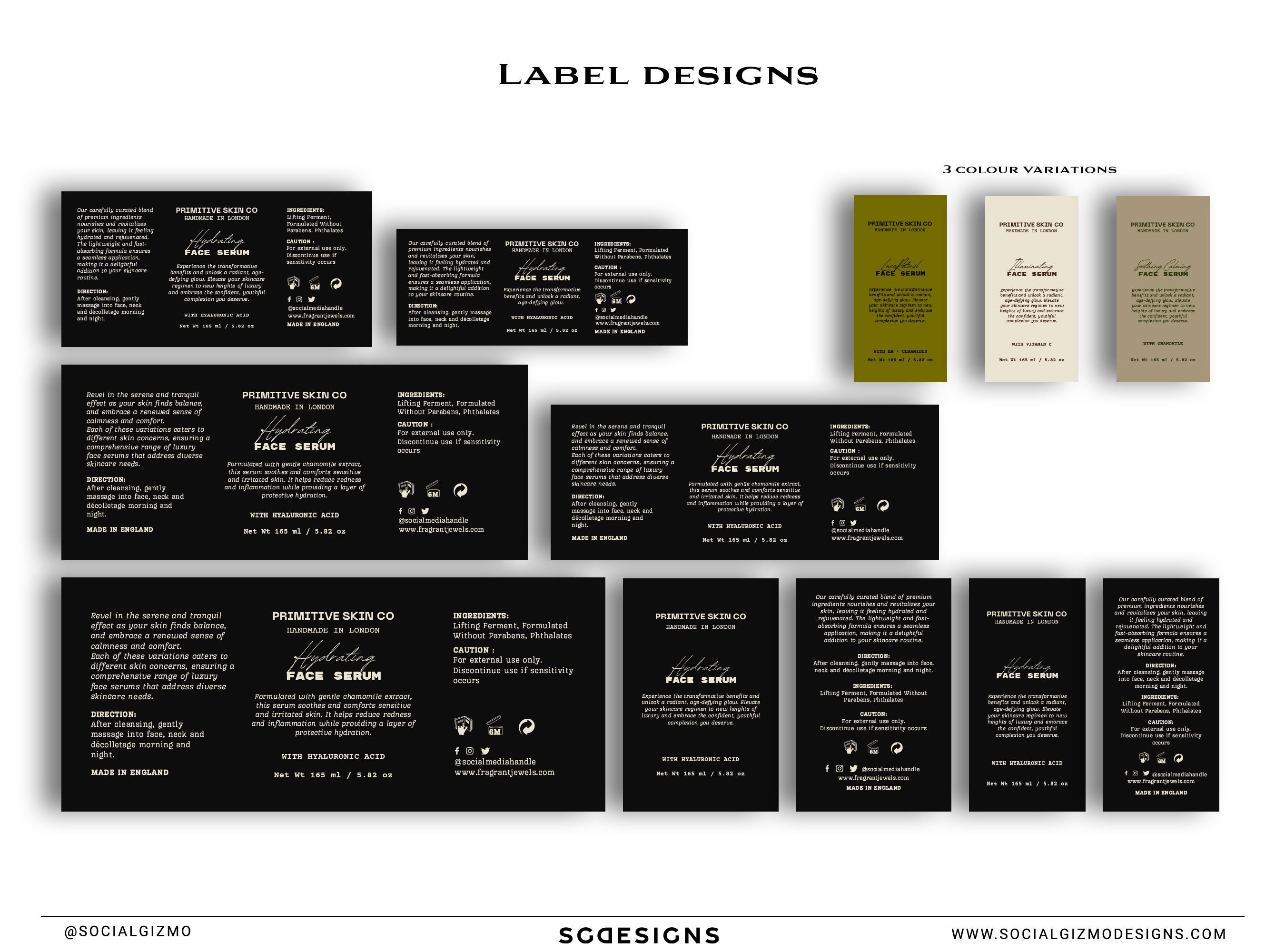 Minimal DIY Dropper Label Template, Black Editable Serum Label Template ...