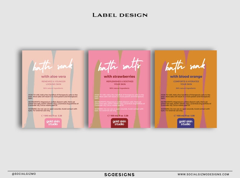 Modern Pouch Label Templates, Editable Bath Salt & Skincare Packaging ...