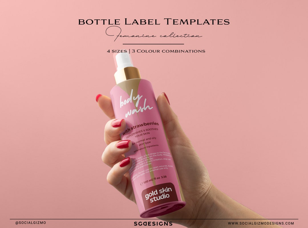 Editable Pink Skincare Bottle Labels, DIY Modern Lotion Labels, DIY ...