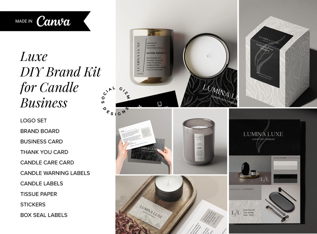 Minimalist Candle Branding Kit Editable in Canva, Luxury Candle Brand ...