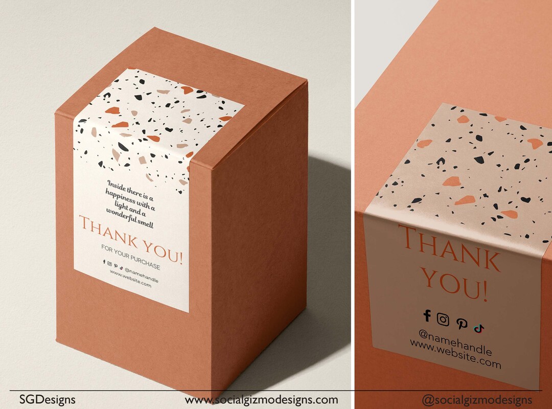 Box Seal Sticker Template With Terrazzo Pattern Editable in Canva #031 ...