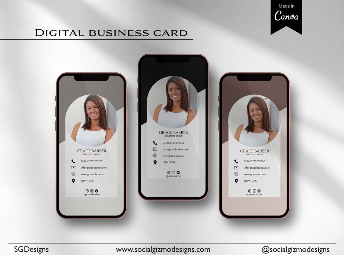 Digital Business Card Template, Virtual Business Card, Digital Download ...