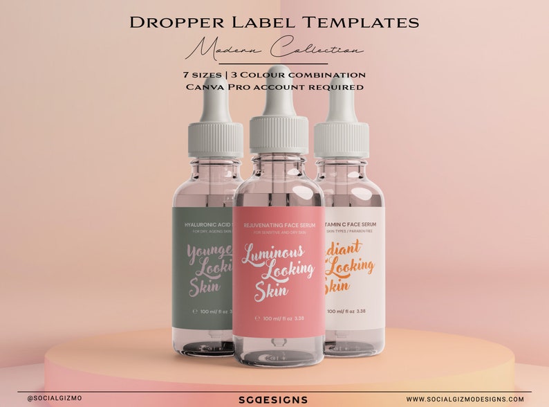 Modern DIY Dropper Label Template Feminine Serum Label - Etsy