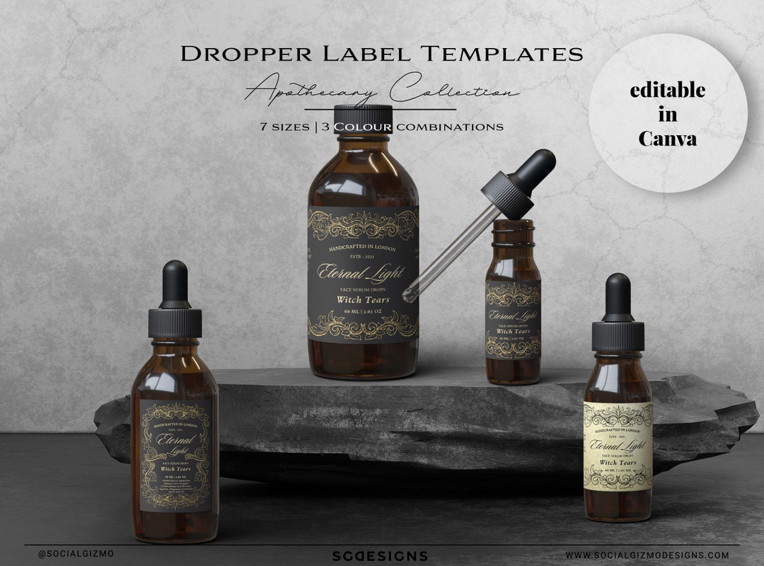 Editable Vintage Dropper Labels, Potion Label Template, Apothecary ...