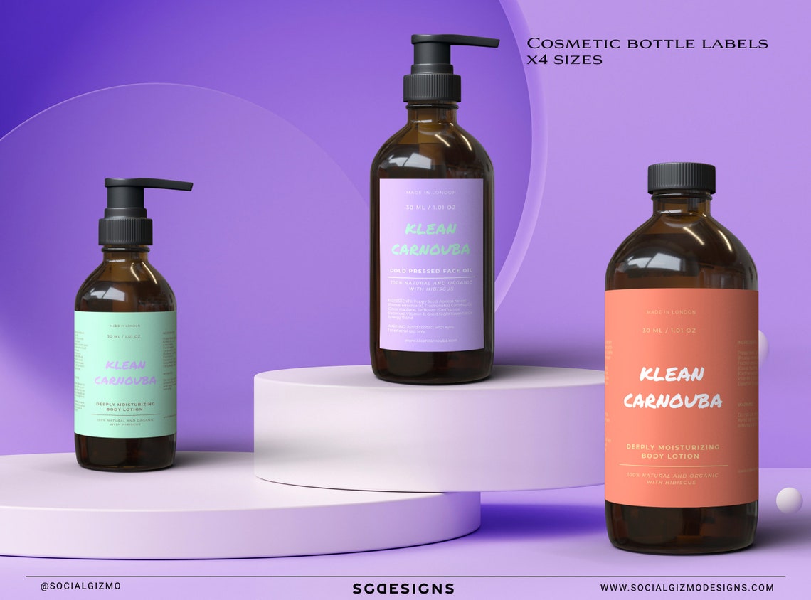 Bold Skincare Label Templates Bundle, Editable Modern Beauty & Cosmetic ...