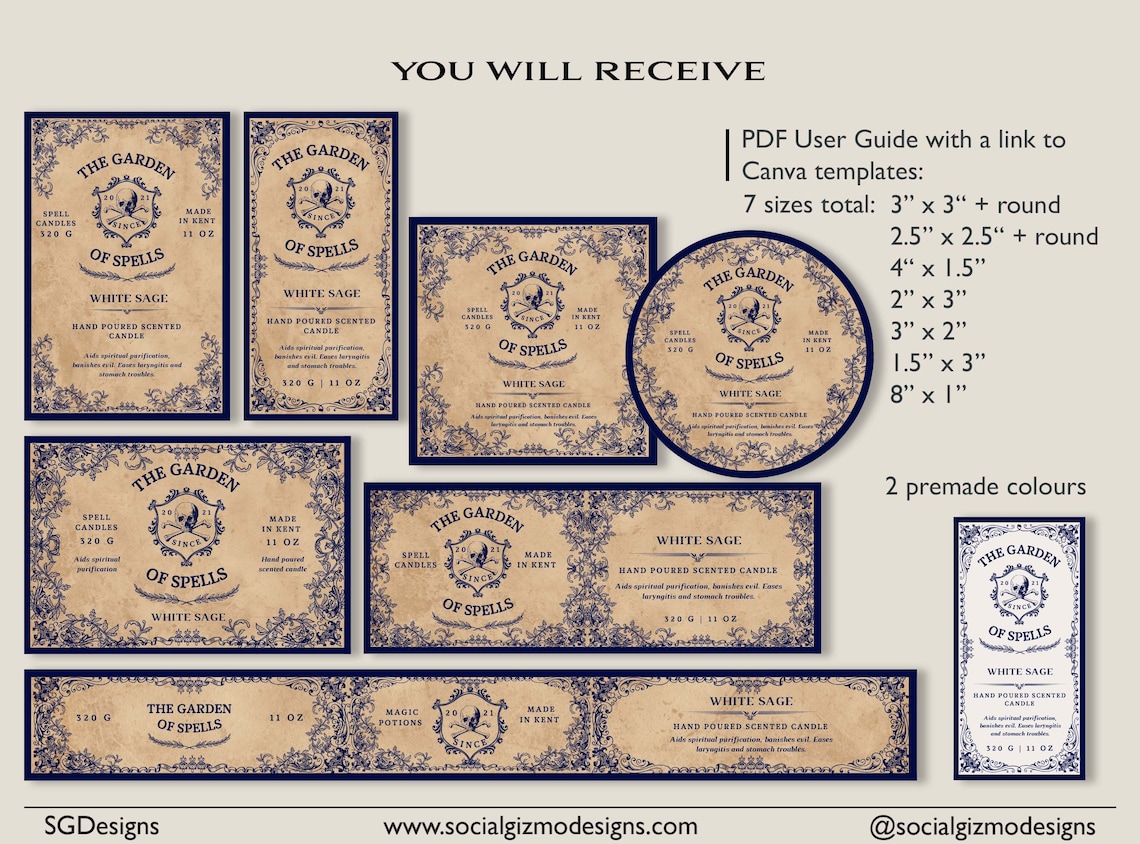 Apothecary Candle Label Templates Editable Vintage Candle - Etsy