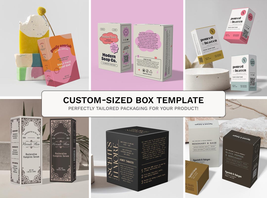 Custom Sized Box Design Template, Editable Box Design Template, DIY ...