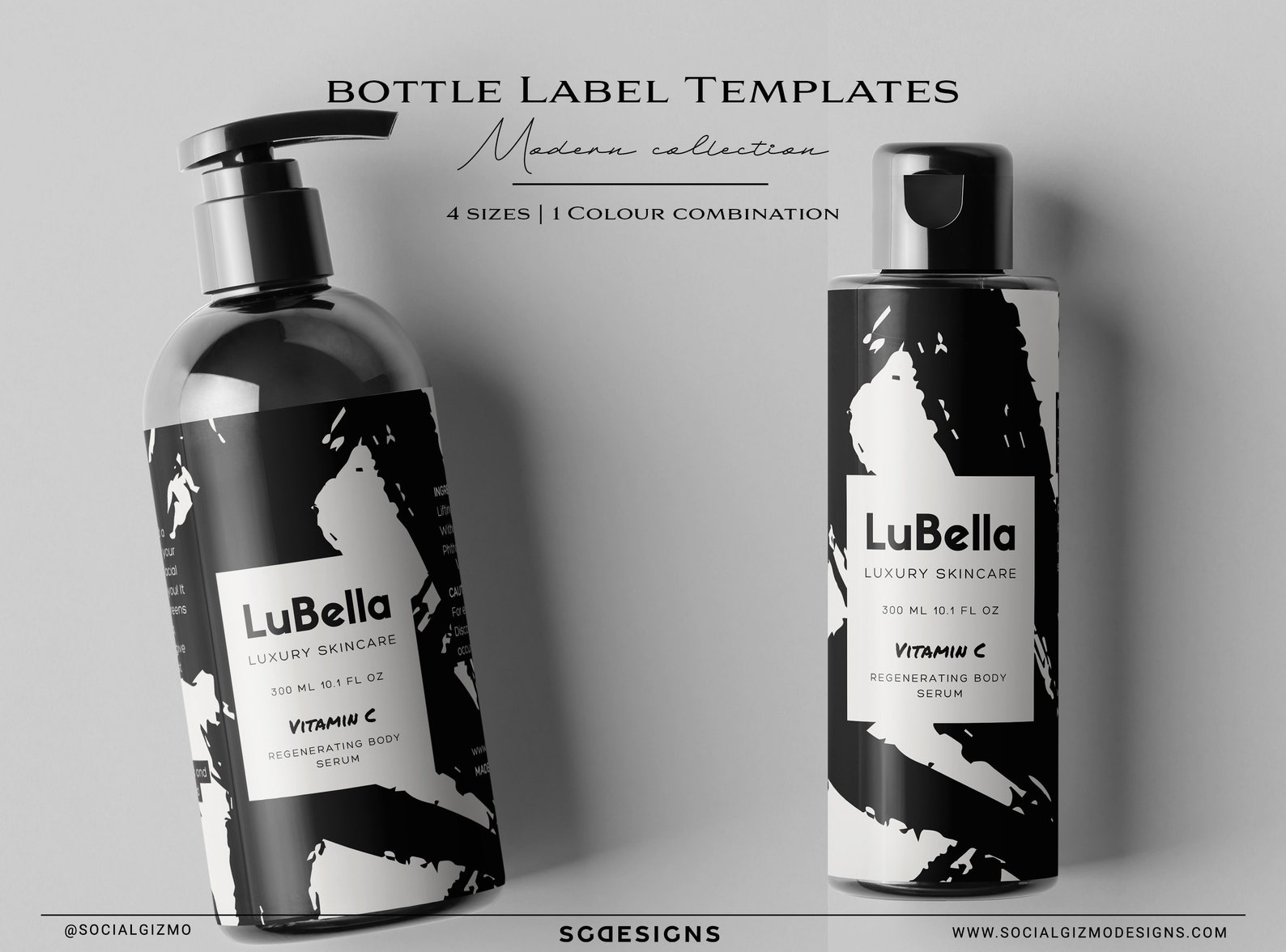 Modern Lotion Labels, Editable Shampoo Bottle Labels, Black Hair Spray ...
