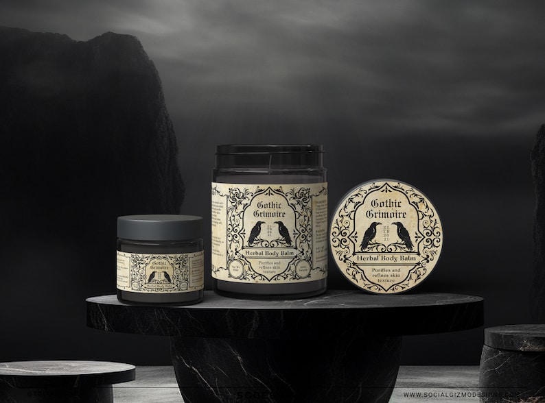 Witchcraft Raven Body Jar Labels: Vintage Flourishes Body Product ...