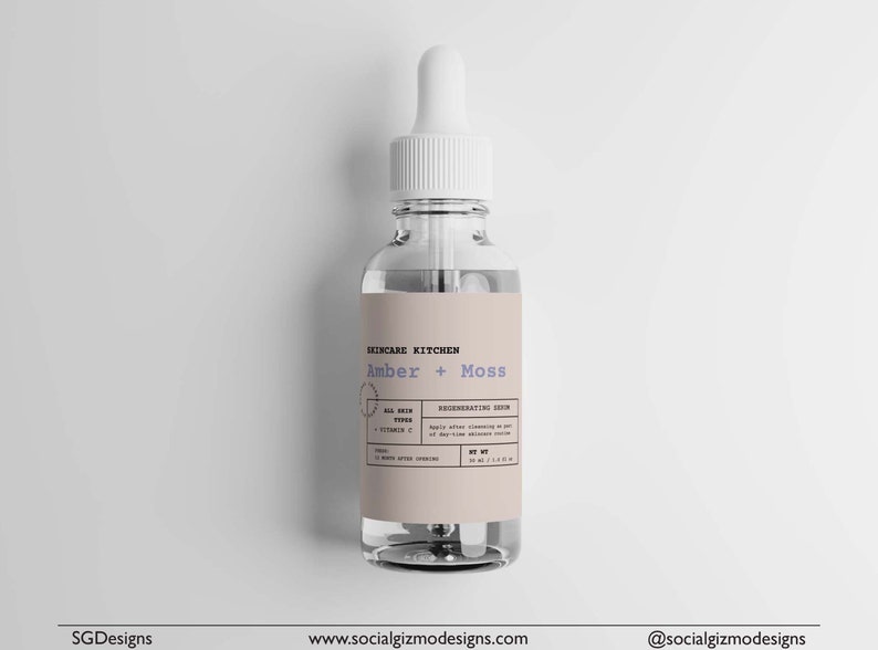 Apothecary Dropper Label Template Canva, Minimal Skincare Bottle Label ...