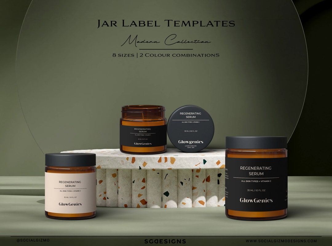Black Jar Label Template: Editable Cosmetic Product Labels for Body ...