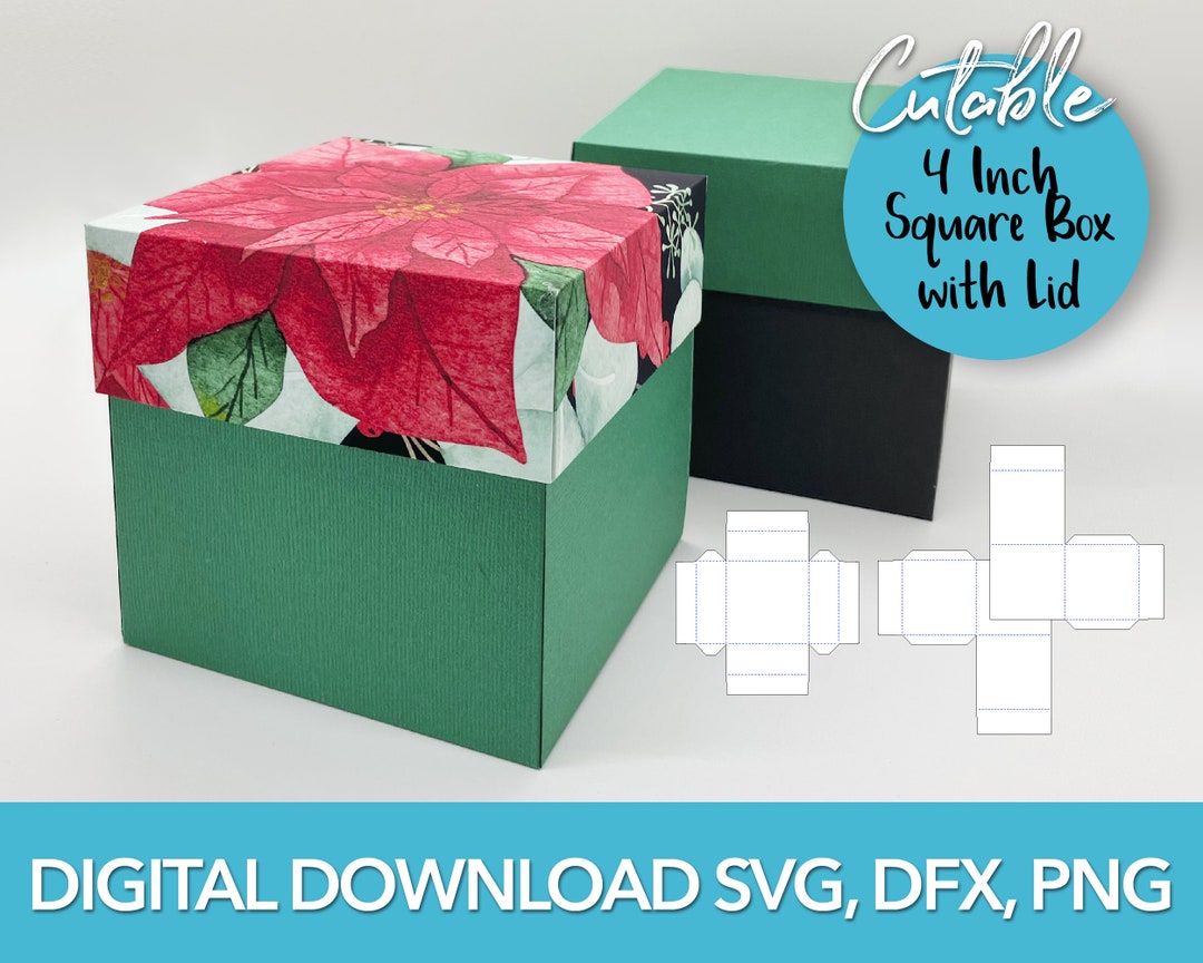 4 Inch Square Box With Lid, SVG for Cricut, Silhouette DFX, Gift Box ...