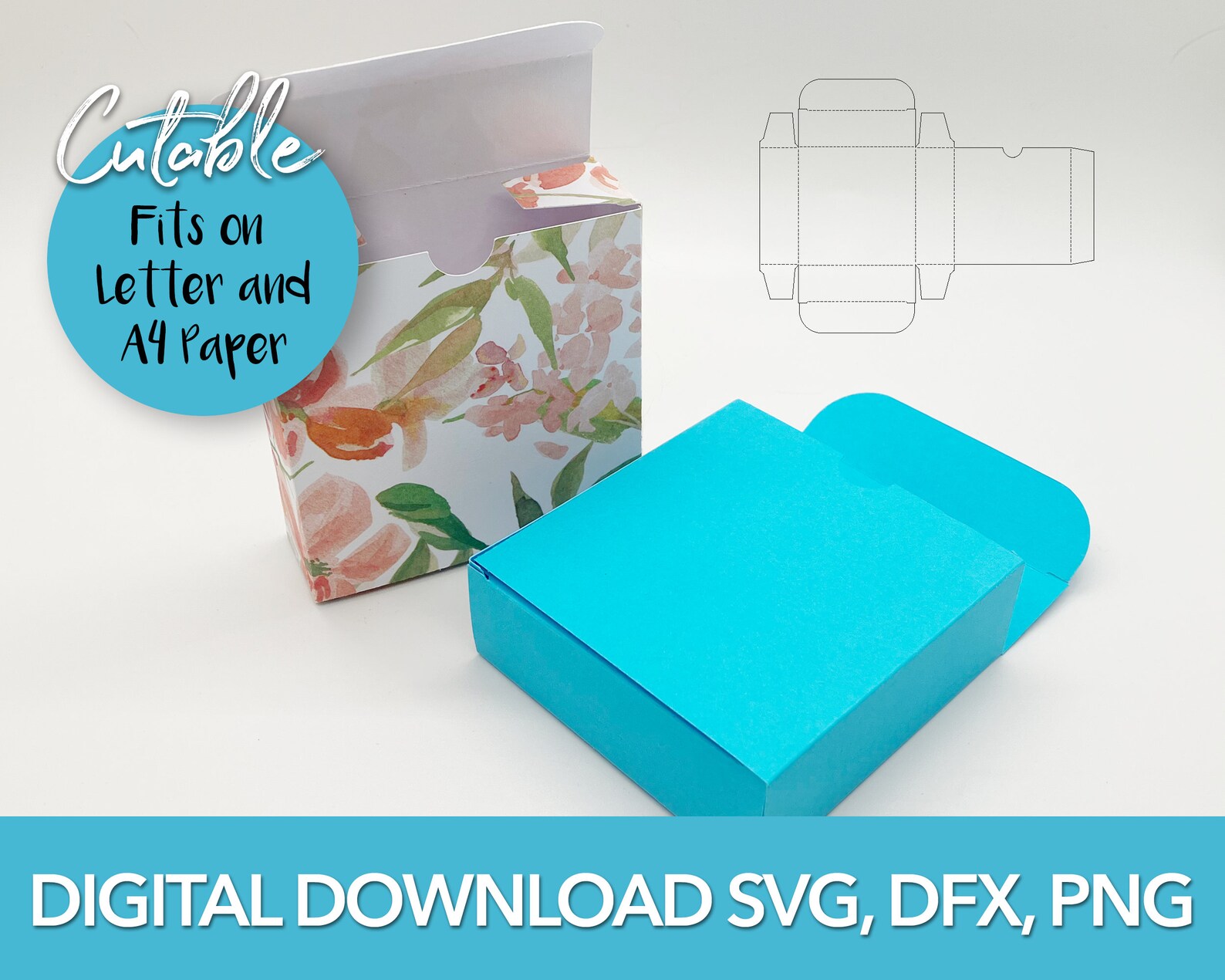 Tuck Opening Box, Square Box, Cricut SVG, Silhouette DFX, Digital ...