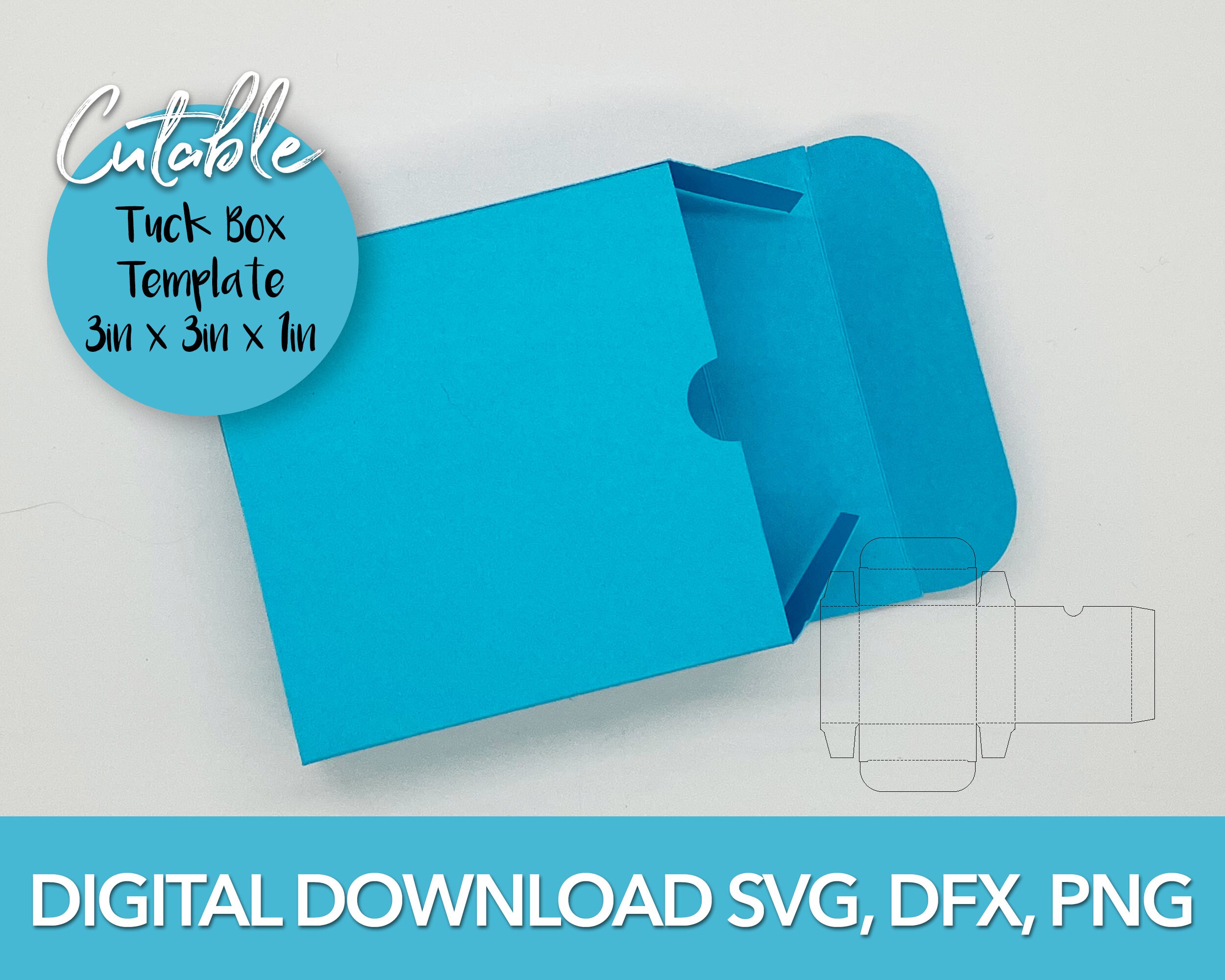 Tuck Opening Box, Square Box, Cricut SVG, Silhouette DFX, Digital ...