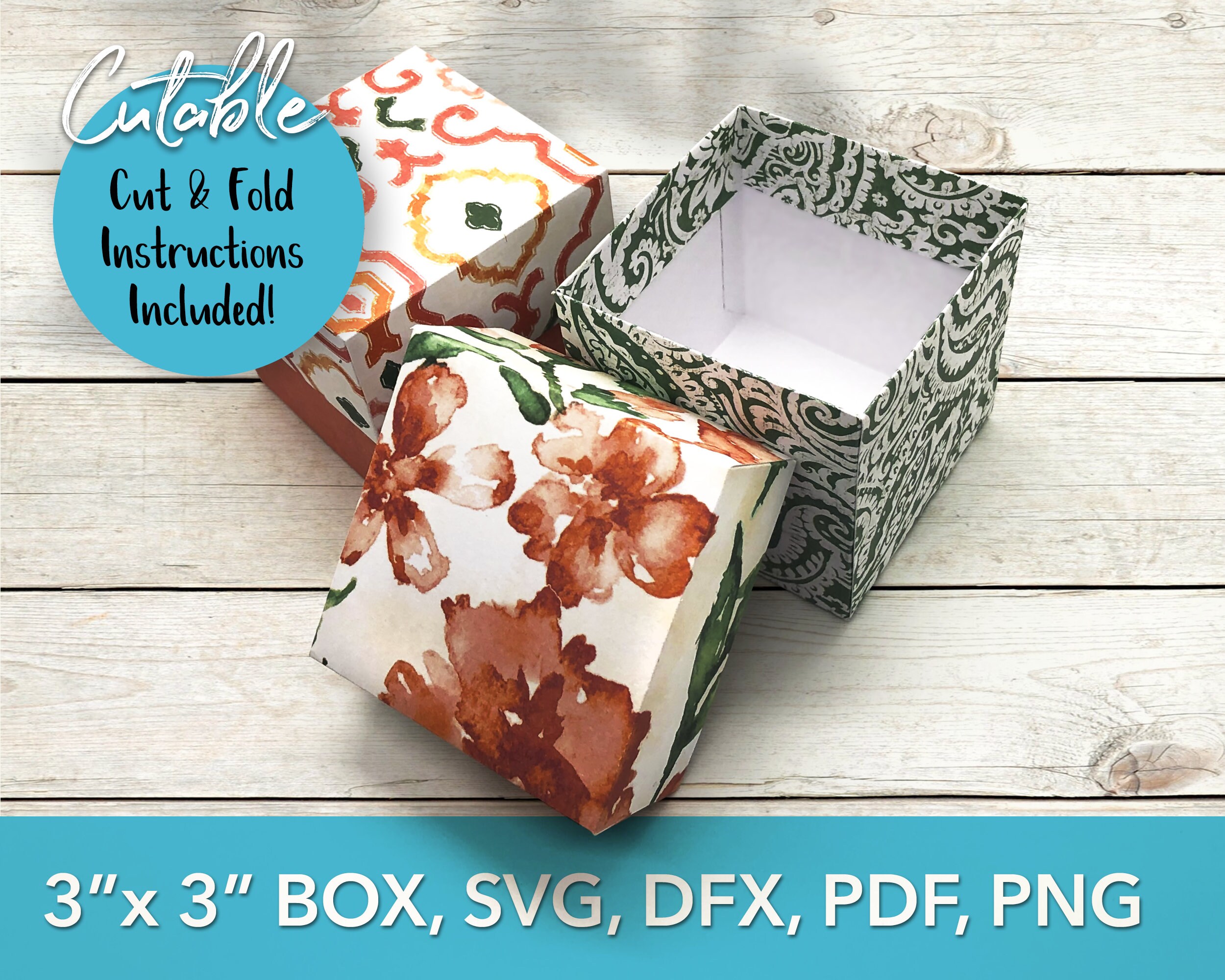 Square Box With Lid Template Box SVG for Cricut Box File for - Etsy Canada