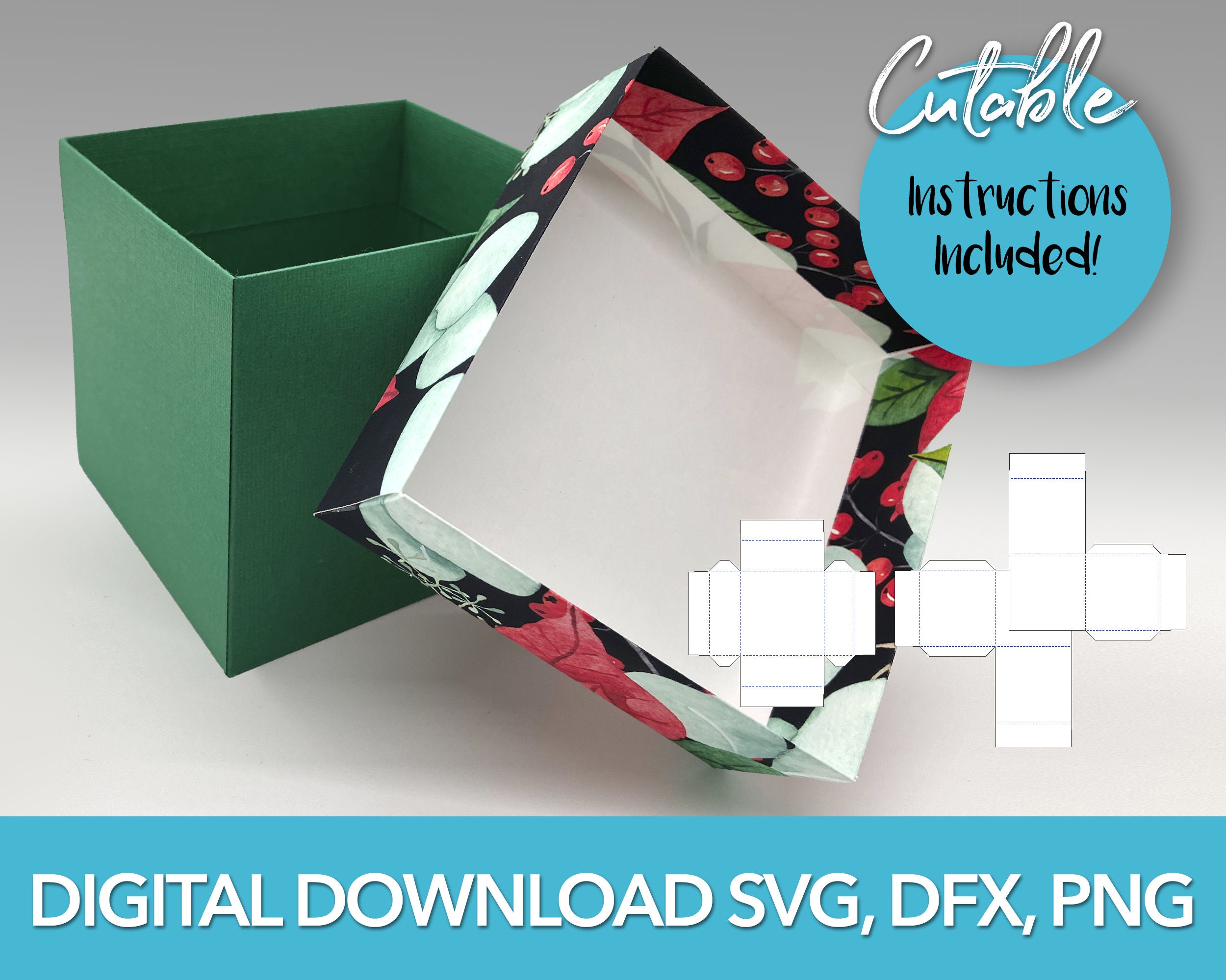 4 Inch Square Box With Lid, SVG for Cricut, Silhouette DFX, Gift Box ...