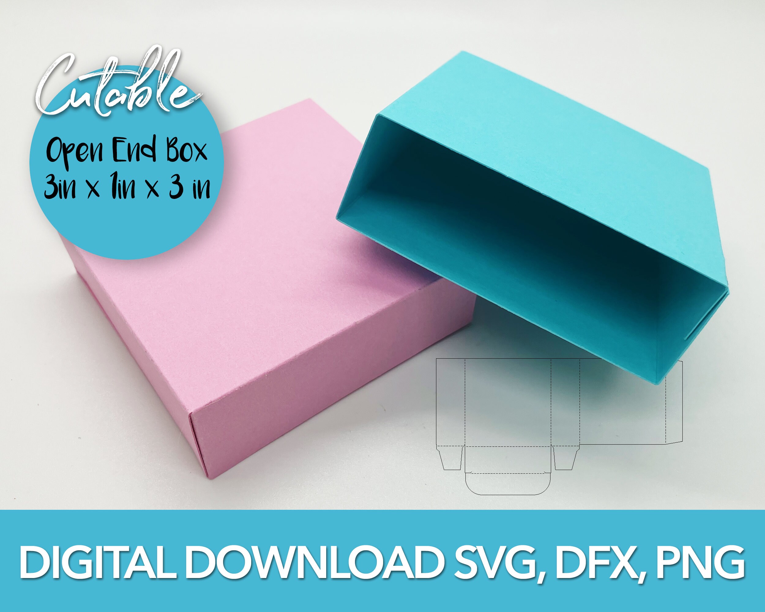 Square Box Template Open End Cricut SVG Silhouette DFX - Etsy