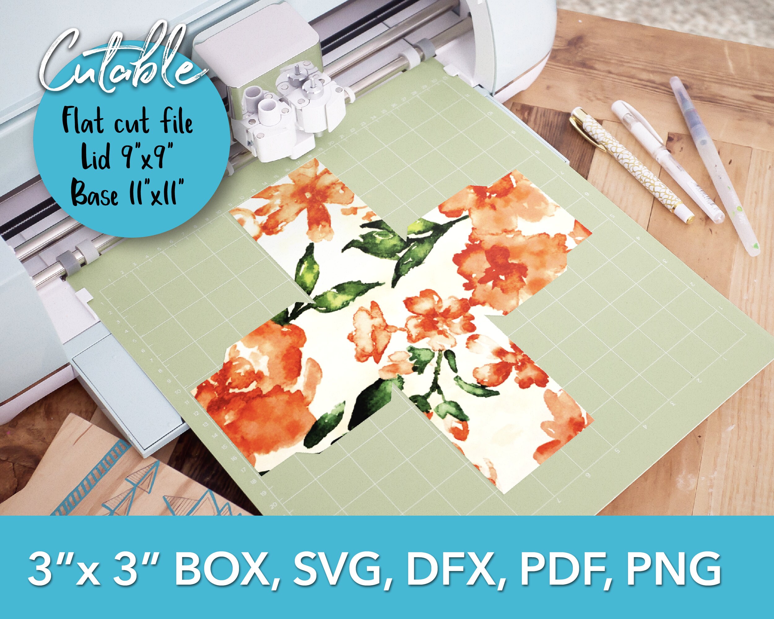 Square Box With Lid Template Box SVG for Cricut Box File for - Etsy Canada