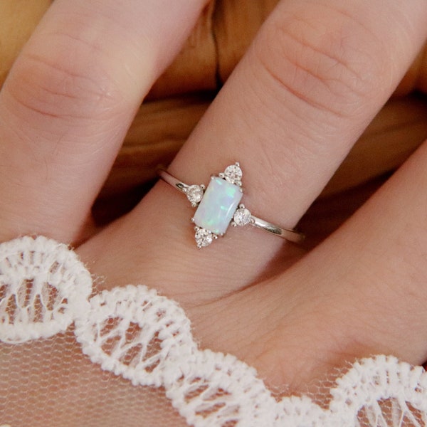 White Opal Ring - Etsy
