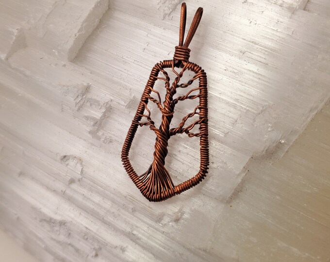 Small Badge Tree of Life Pendant | Wire Wrapped Copper Pendant ...