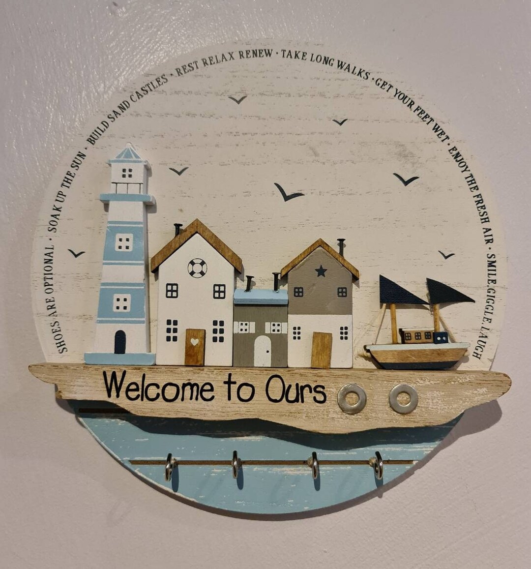 Personalised Nautical Wooden Key Holder. Perfect Couples or Family ...