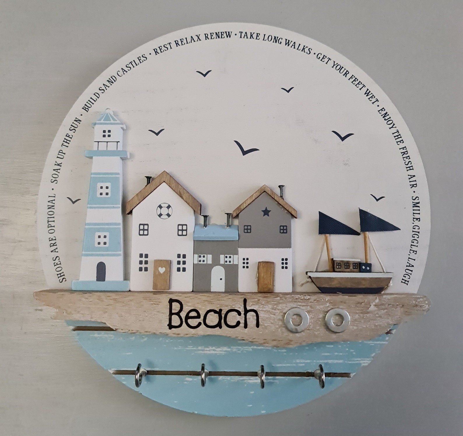 Personalised Nautical Wooden Key Holder. Perfect Couples or Family ...