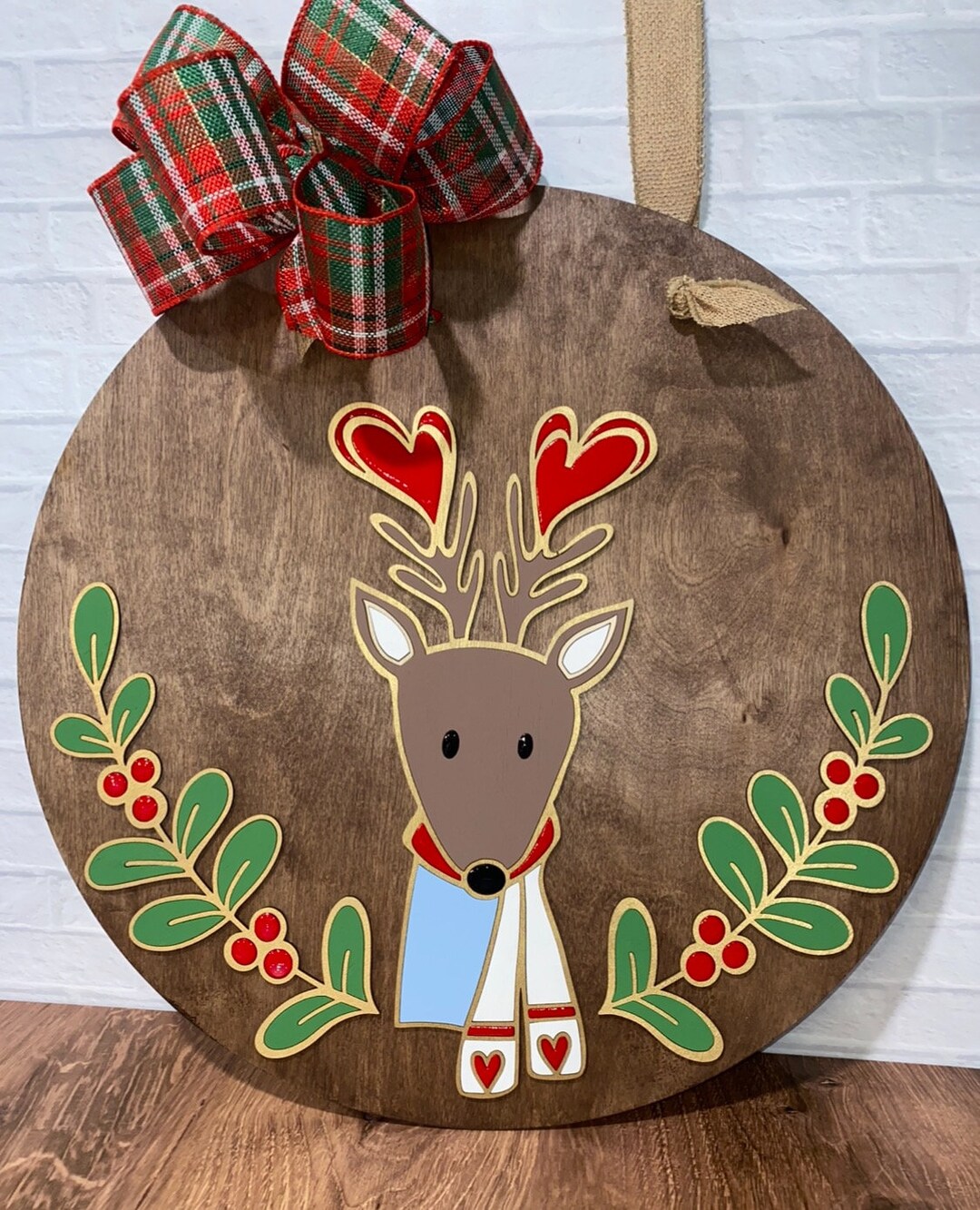 Christmas Reindeer Doorhanger/reindeer Doorhanger/reindeer/mistletoe ...