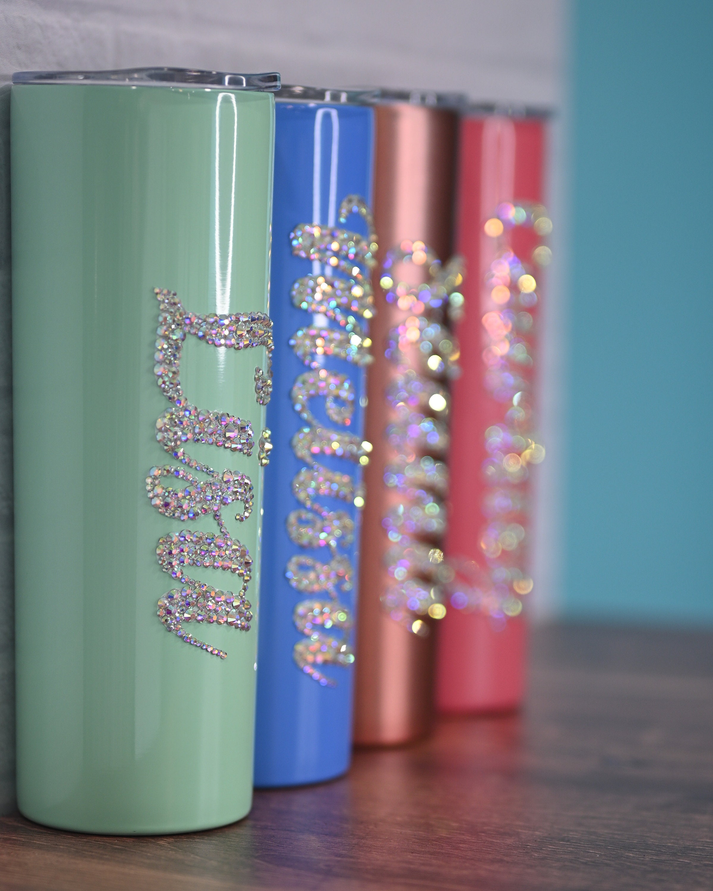 Custom Rhinestone Tumbler 20 Oz, Personalized Bling Tumblers, Personalized Skinny Tumbler ...