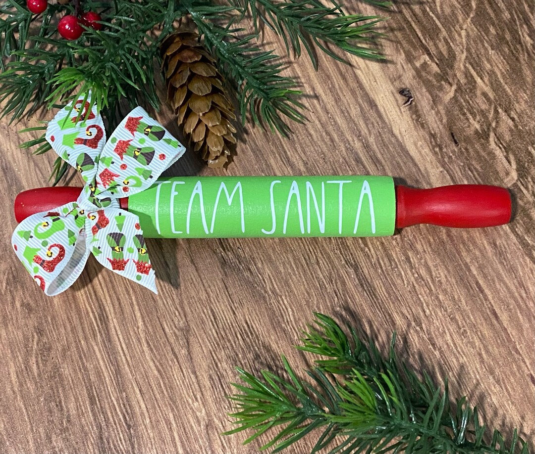 Team Santa Mini Wooden Rolling Pin/santa Tier Tray/christmas Tier Tray ...