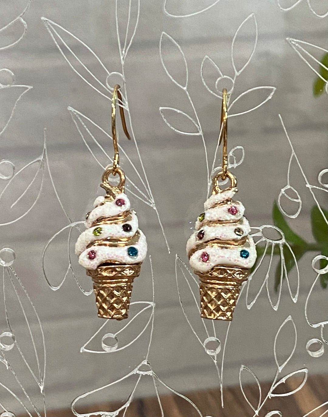 Ice Cream Cone Earrings/ Ice Cream Earrings/sweet Treat Earrings ...