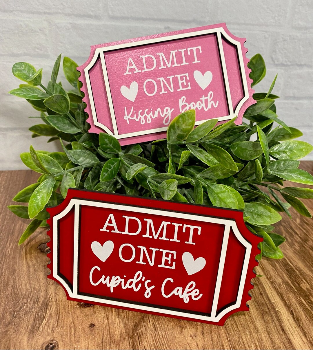 Valentines Ticket Sign Kissing Booth Sign Cupid's Cafe Tiered Tray ...