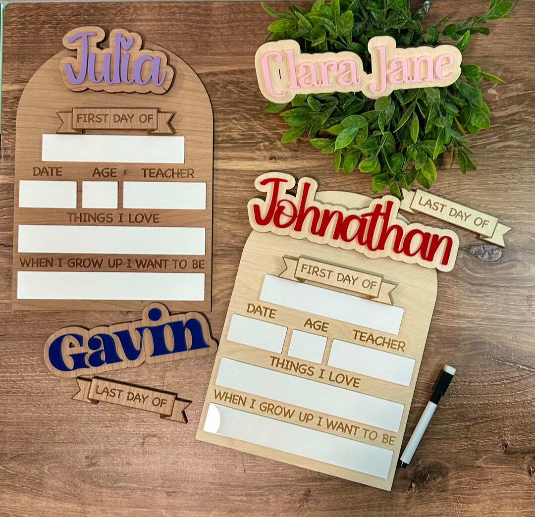 First and Last Day of School Interchangeable Wood Sign/personalized ...