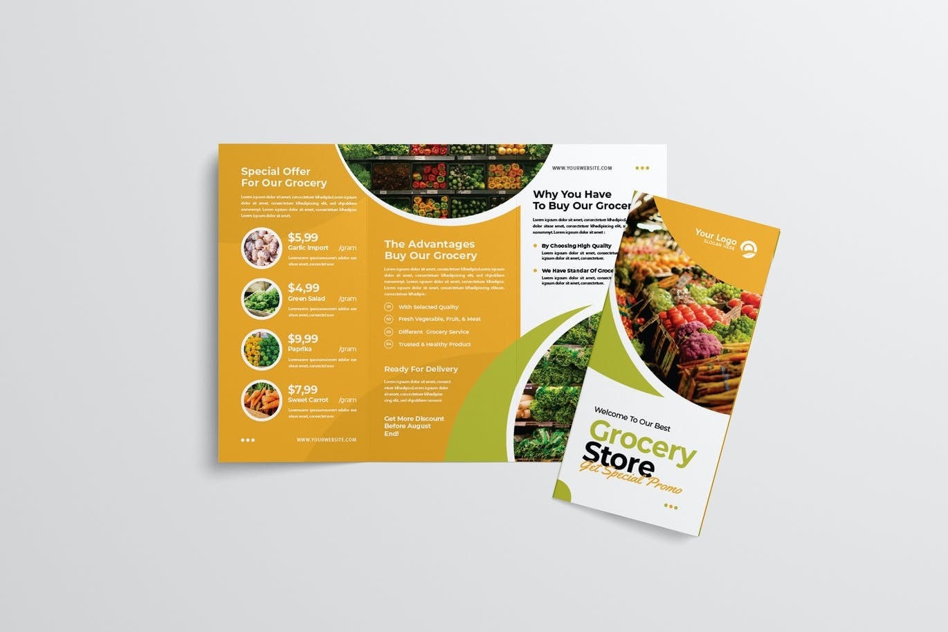 Grocery Store Trifold Brochure Template Menu Pricelist, Editable Fruits ...