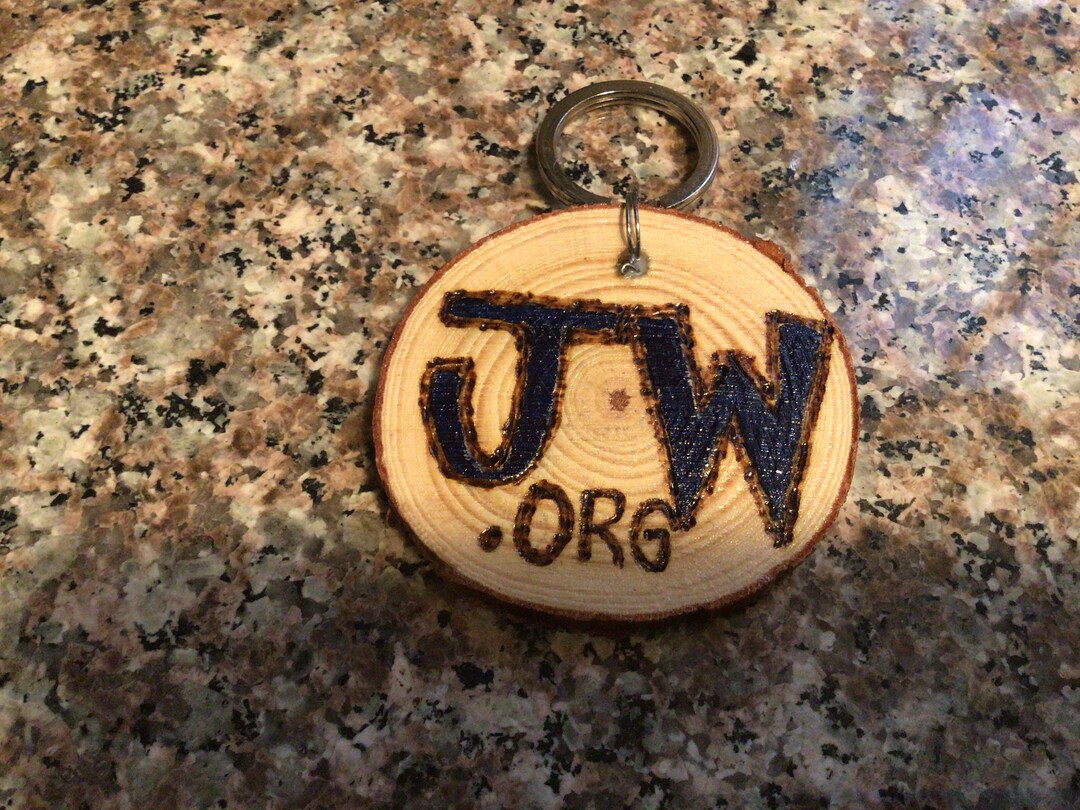 Wooden Chunk Keychain, JW, Pyro-graving Varnish Finish. - Etsy UK