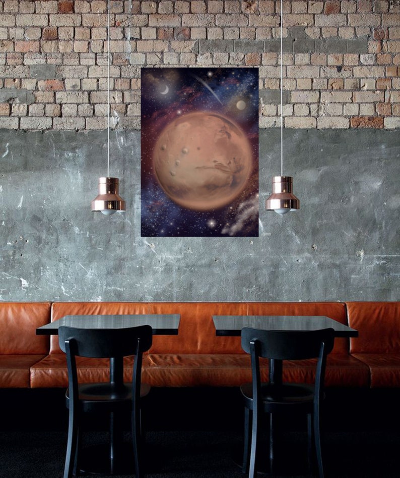 Mars Planet | Bar Decor | Mars Wall Art | Space Wall Art | Mars Planet ...