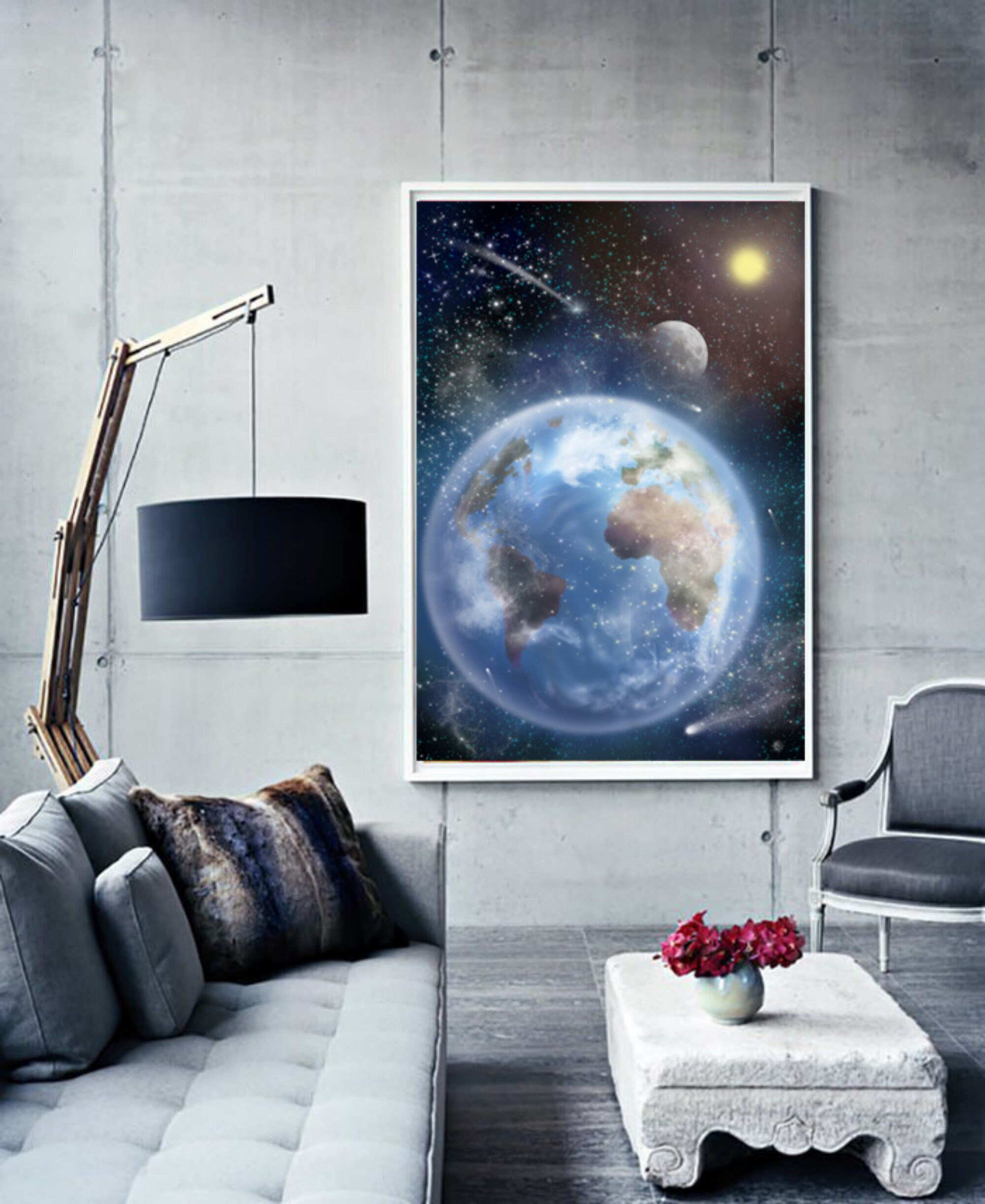 Earth Planet | Bar Decor | Earth Wall Art | Space Wall Art | Earth ...