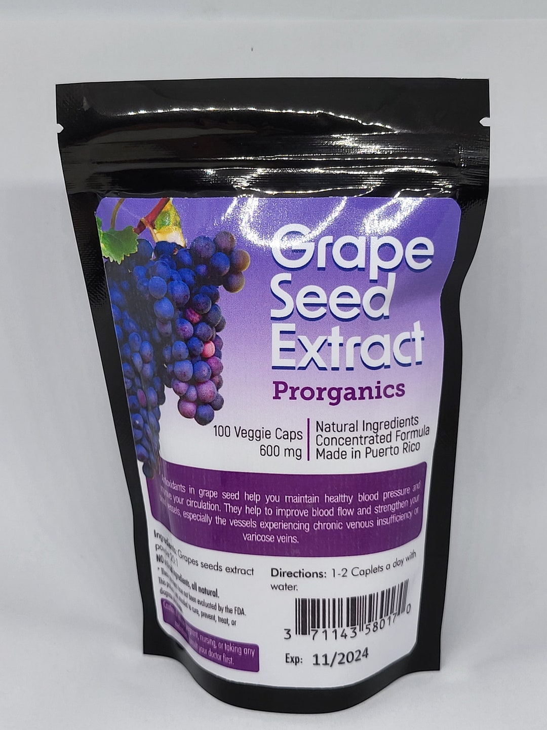 Organic Grape Seed 20:1 Extract Caplets by Prorganics - Etsy