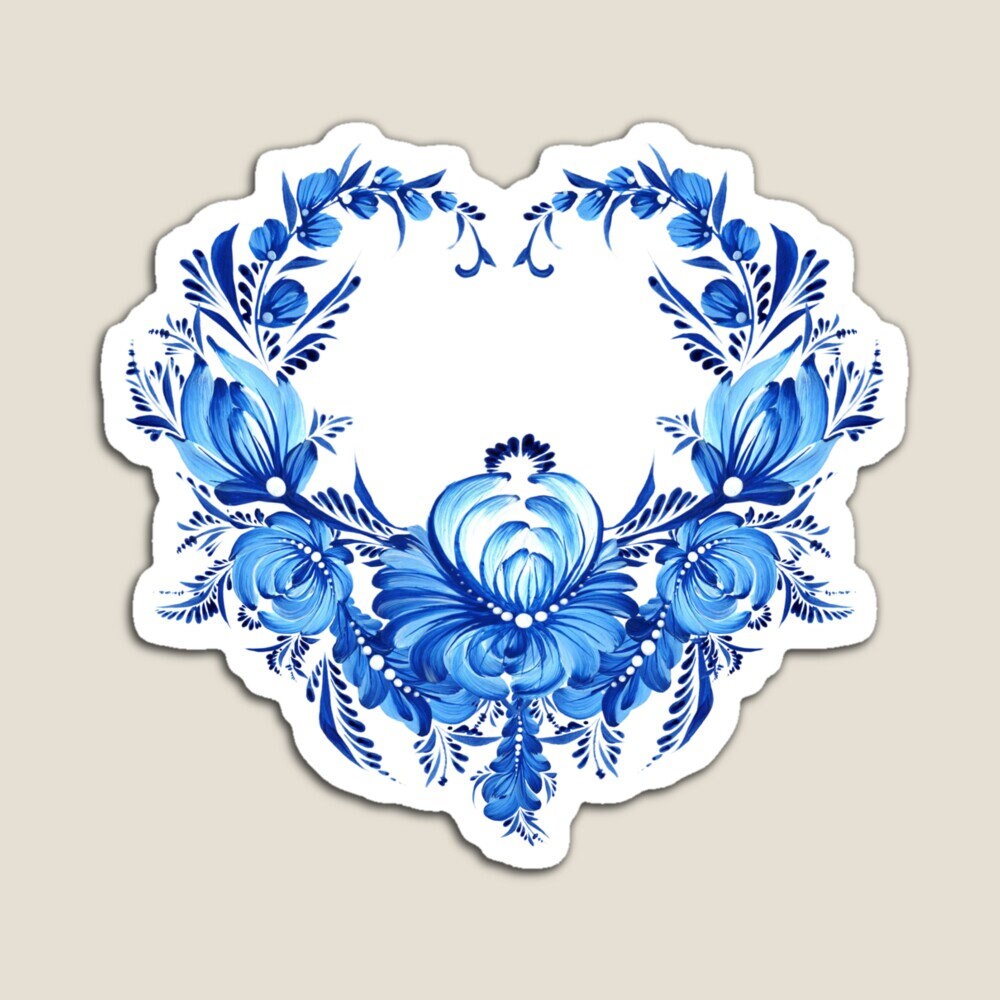 Digital Download Floral Heart PNG Blue Flower Heart Valentine Clipart ...